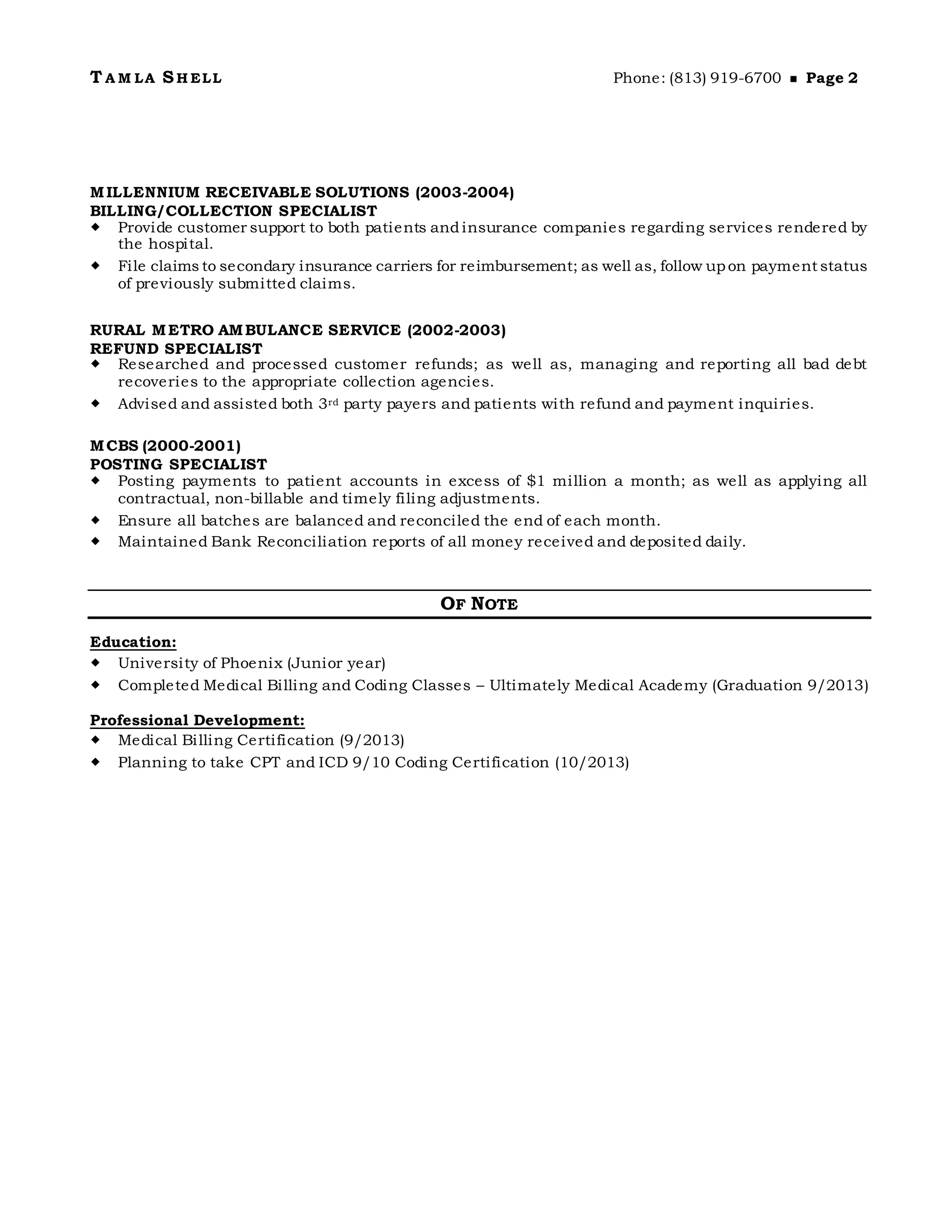 2013 Resume-Shell_Tamla | DOCX
