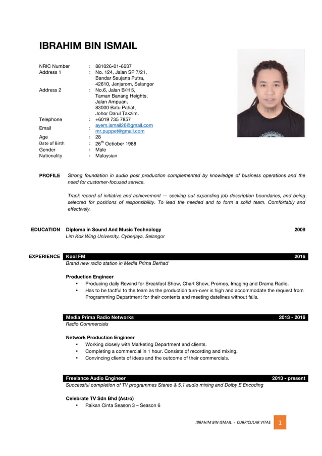 AYEM ISMAIL - CV_Portrait 2016 | PDF