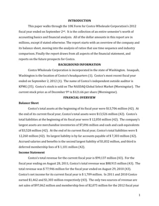 Costco Financial Analysis | DOCX