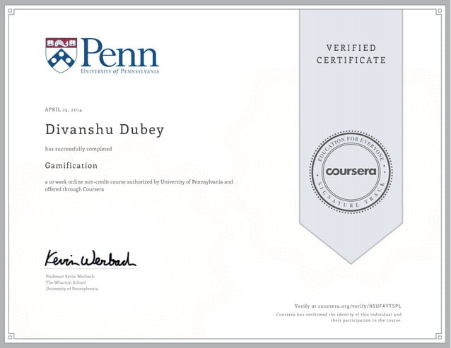 Coursera gamification 2014_Certificate | PPT