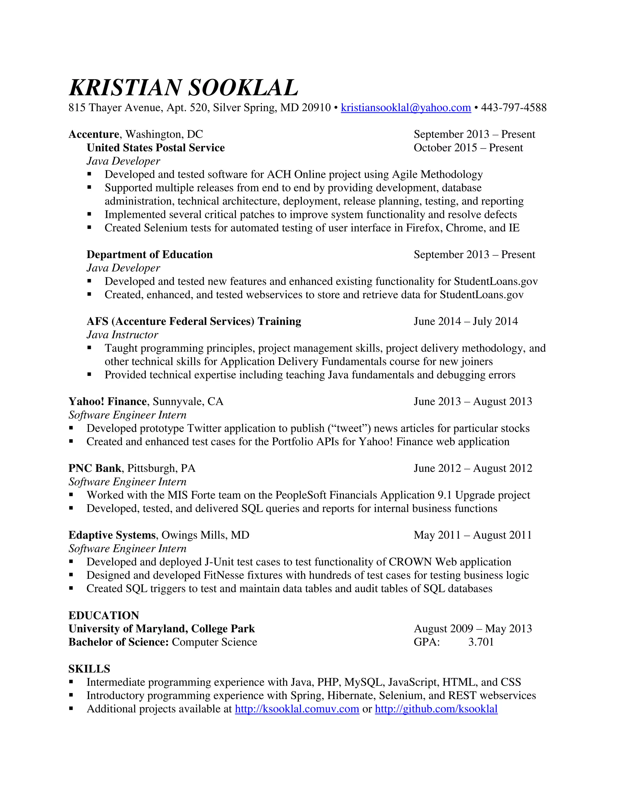 Kristian Sooklal June 2016 Resume | PDF