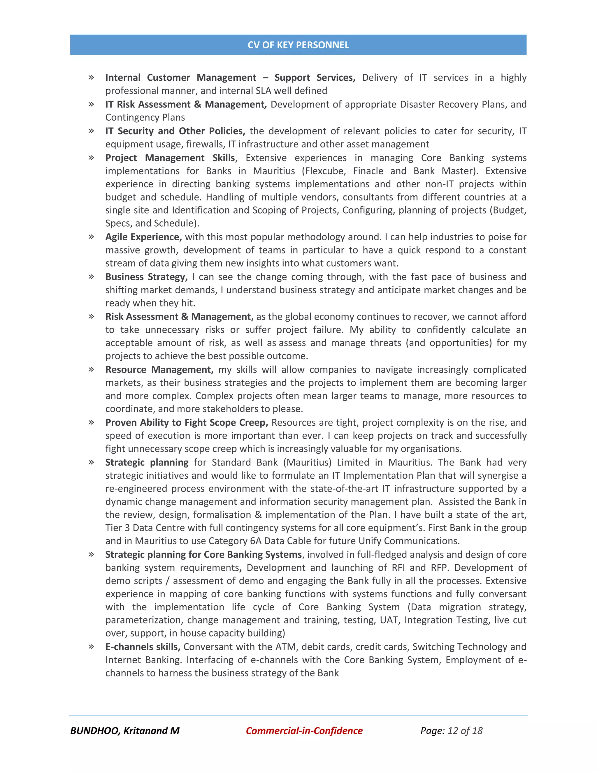 CV KMBundhoo, August 2016 | PDF