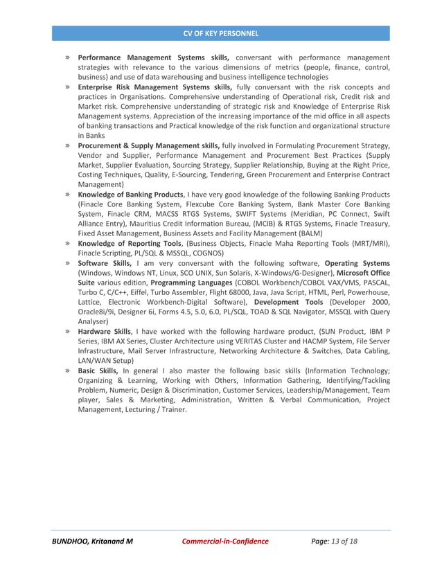 CV KMBundhoo, August 2016 | PDF