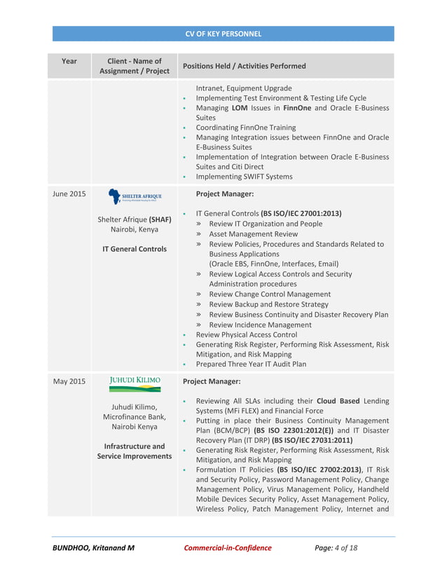 CV KMBundhoo, August 2016 | PDF