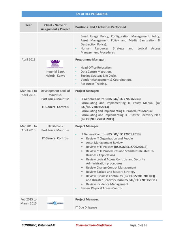 CV KMBundhoo, August 2016 | PDF