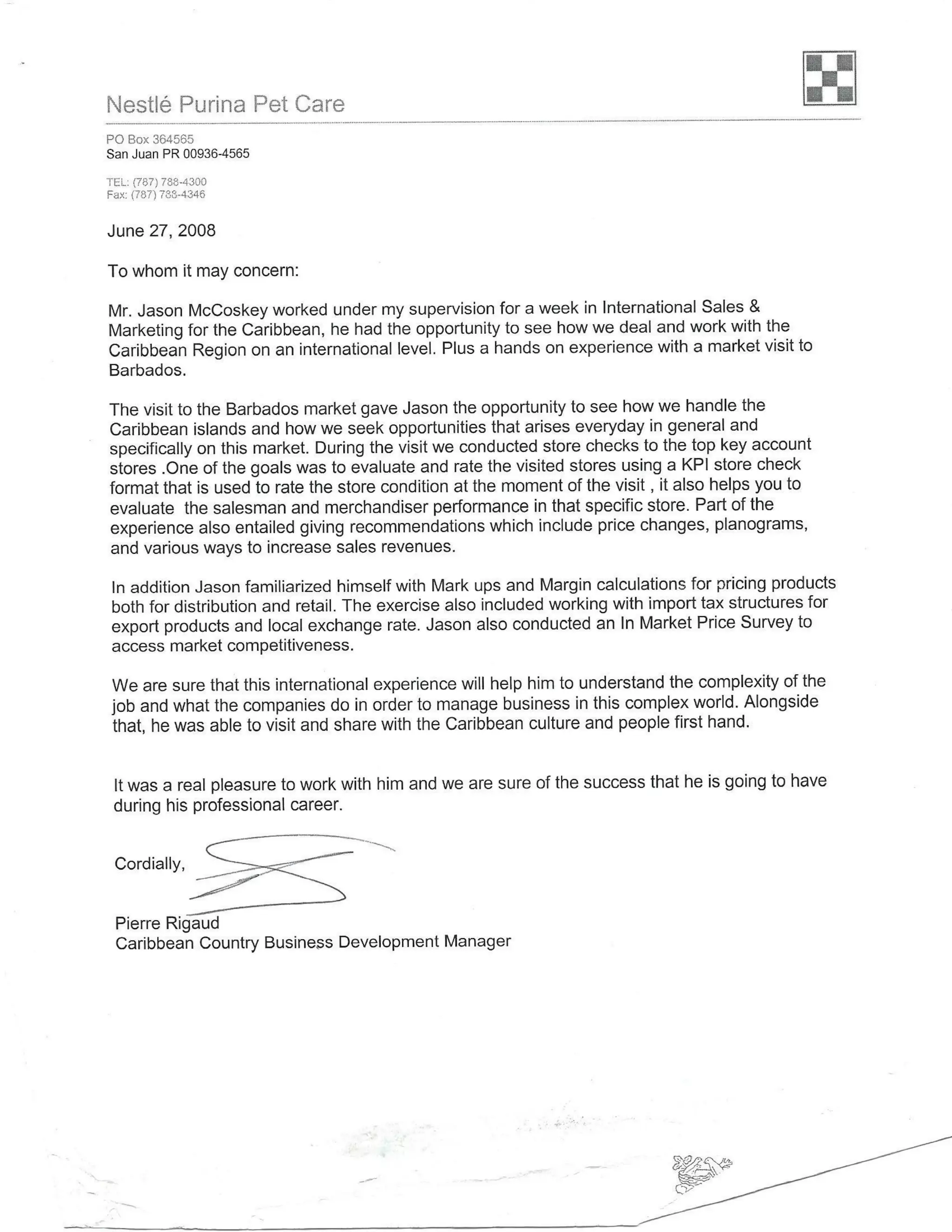 Puerto Rico Internship Supervisor Letters | PDF