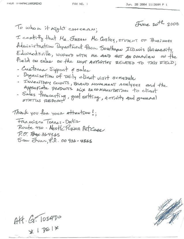 Puerto Rico Internship Supervisor Letters | PDF