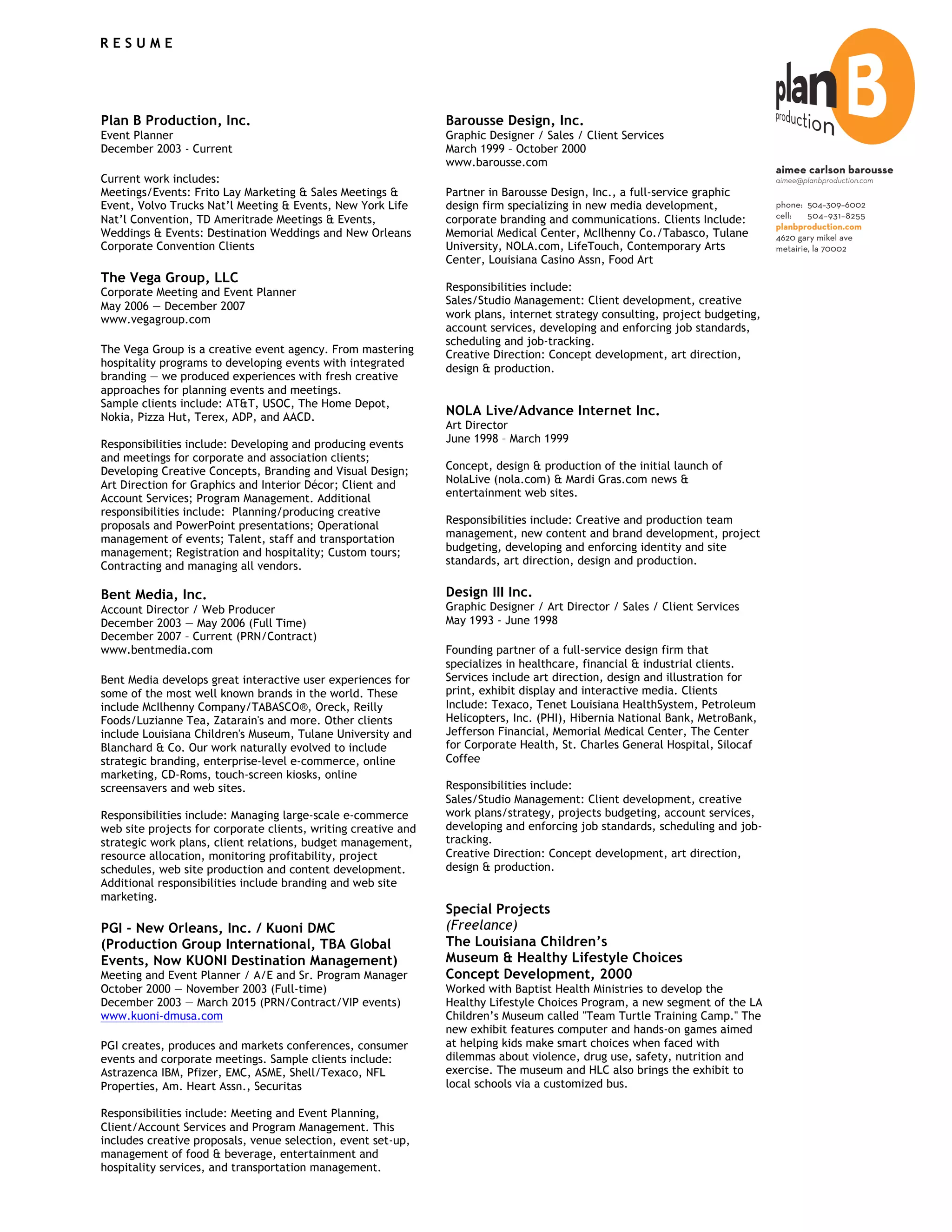 Aimee Barousse Resume 03.2015 | Business | Business and Finance