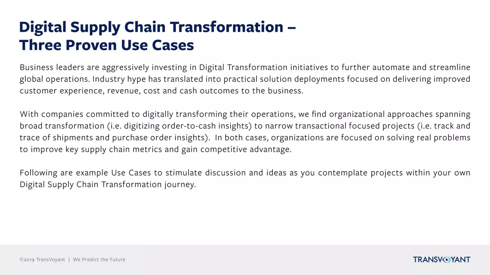 Digital Supply Chain Transformation – Three Proven Use Cases | PPT
