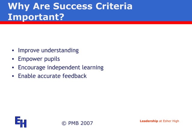 Objectives and success criteria | PPT | Educational Assessment | Education