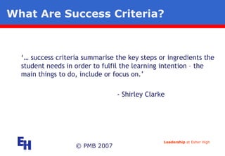 Objectives and success criteria | PPT