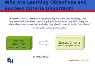 Objectives and success criteria | PPT