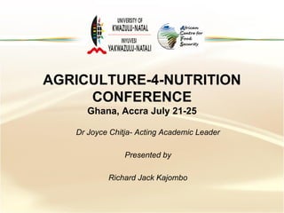 Agriculture 4 Nutrition presentation at 6th ANEC - Chitja & Kajombo | PDF