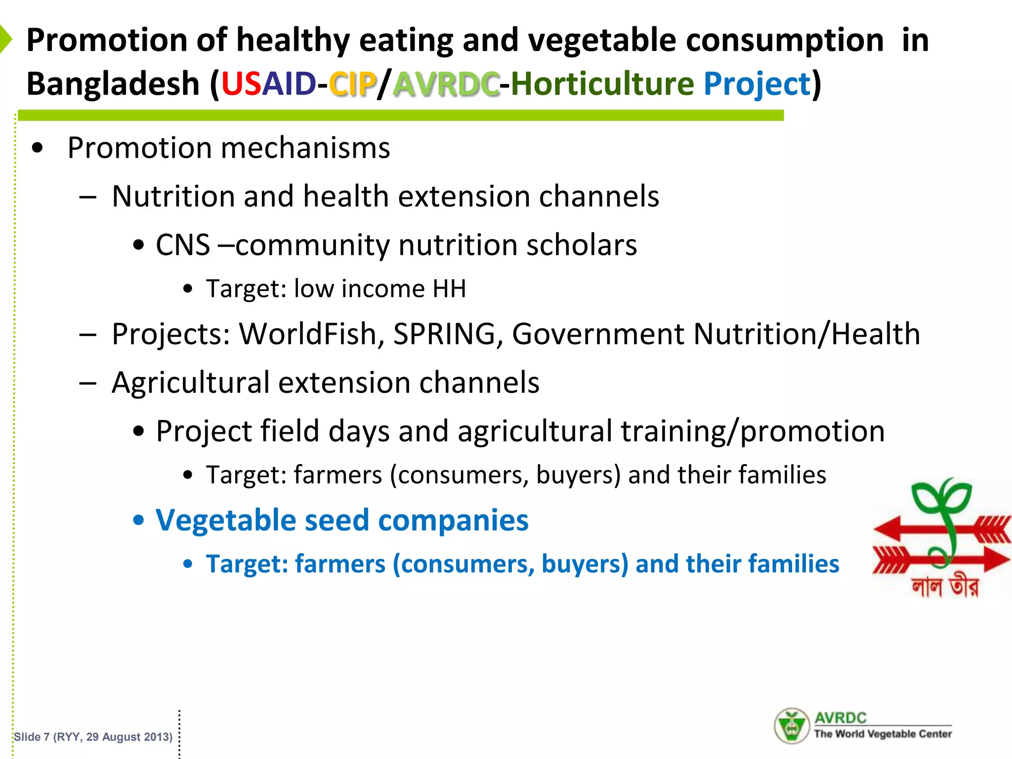 Leveraging vegetable seed companies for enhanced nutritional outcomes ...