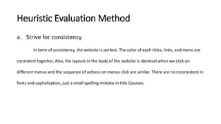 Heuristic Usability Evaluation - Assignment 4 | PPTX