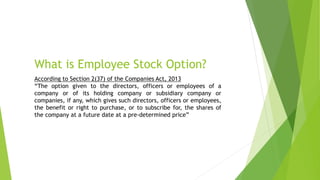 Employee Stock Option Plan under Indian Law | PPTX