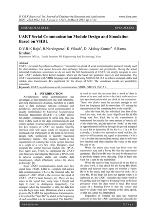 UART Serial Communication Module Design and Simulation Based on VHDL | PDF | Computer Networking ...