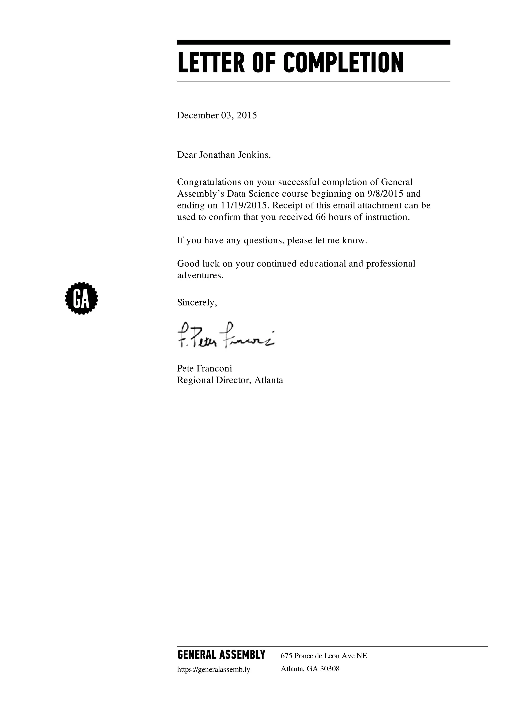 Letter-of-Completion-jonathan jenkins@cobbcounty org-1449180133 | PDF