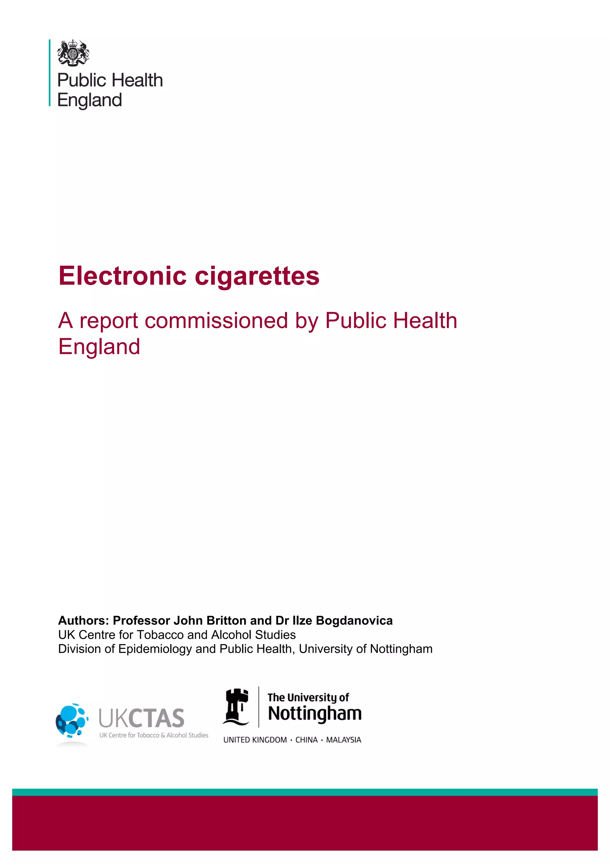 Public Health UK And NHS - Ecigarettes Report - www.gov.uk