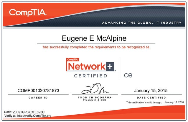 CompTIA Network+ ce certificate | PPT