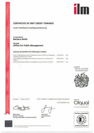 iLm Level 5 Certificate Coaching and Mentoring | PDF