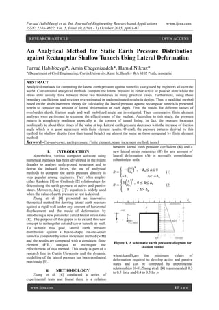 An Analytical Method for Static Earth Pressure Distribution against Rectangular Shallow Tunnels ...