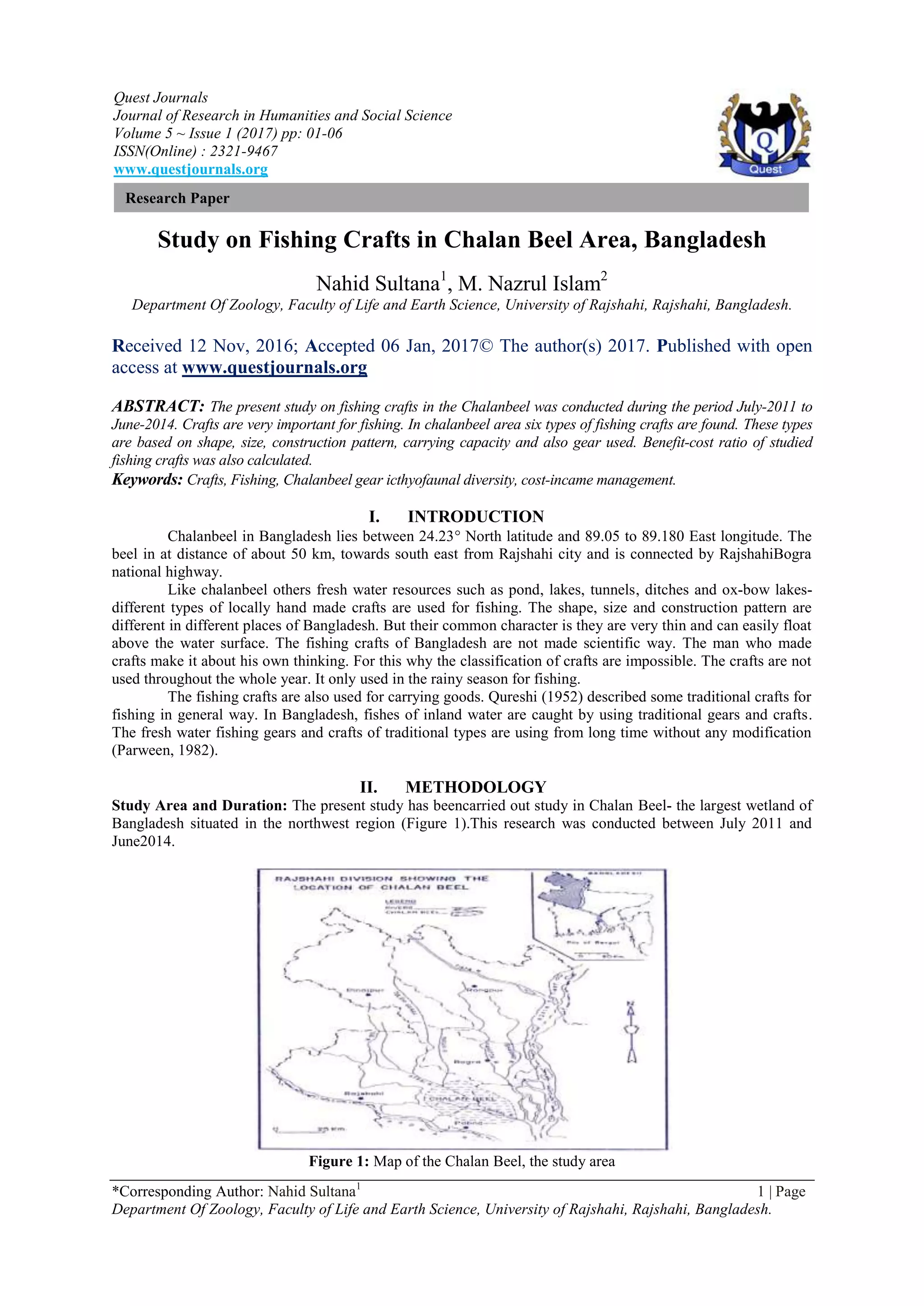 Study on Fishing Crafts in Chalan Beel Area, Bangladesh | PDF