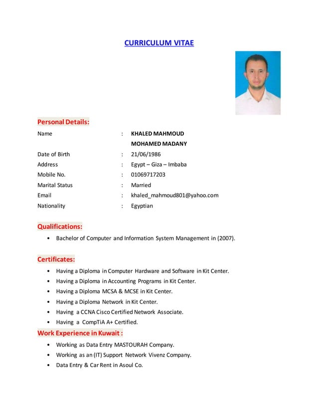 Khaled Mahmoud - Curriculum Vitae | DOCX | Careers