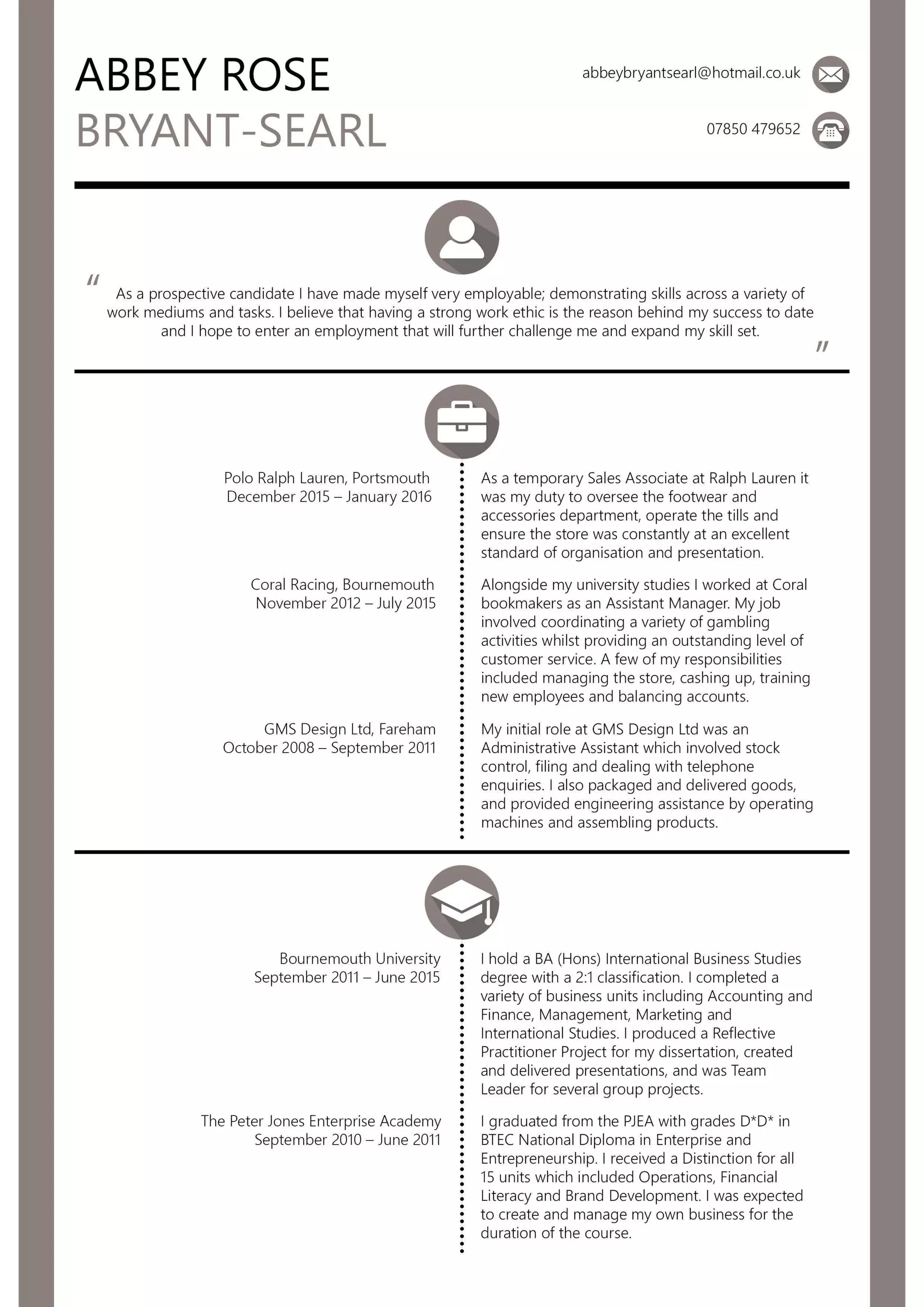 Curriculum Vitae of Abbey Bryant-Searl | PDF