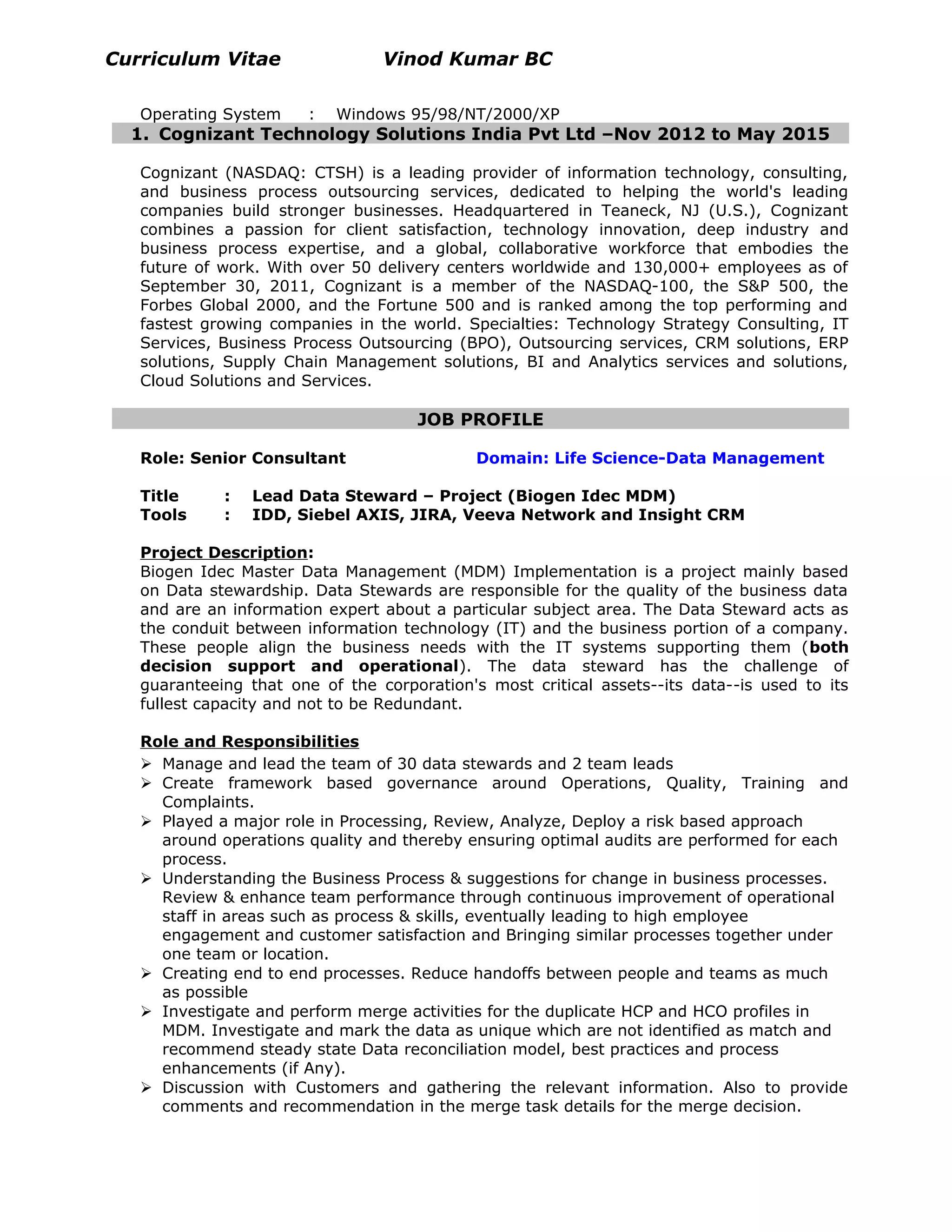 Vinod Kumar_CV | PDF