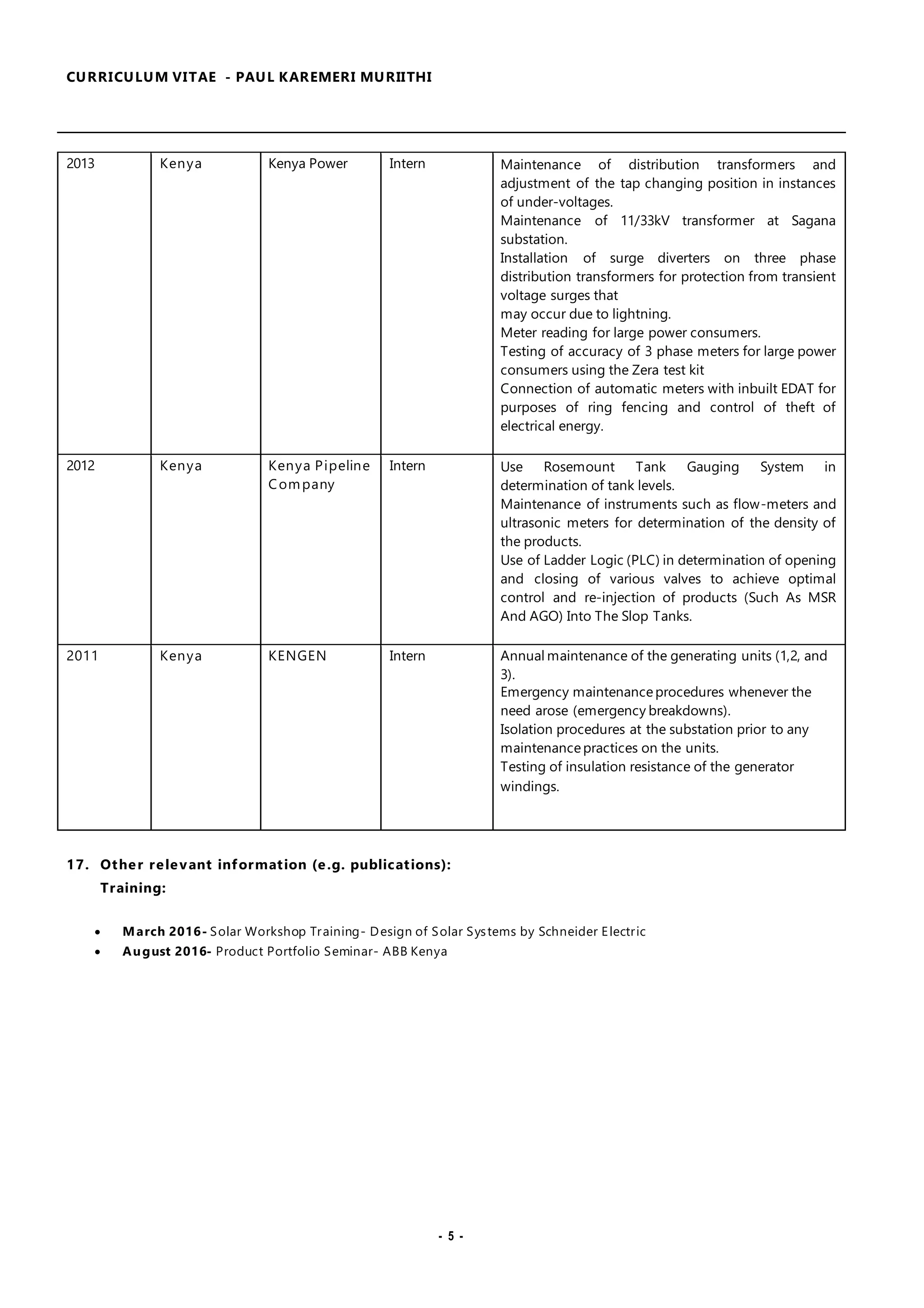 Paul Karemeri Muriithi CV | PDF