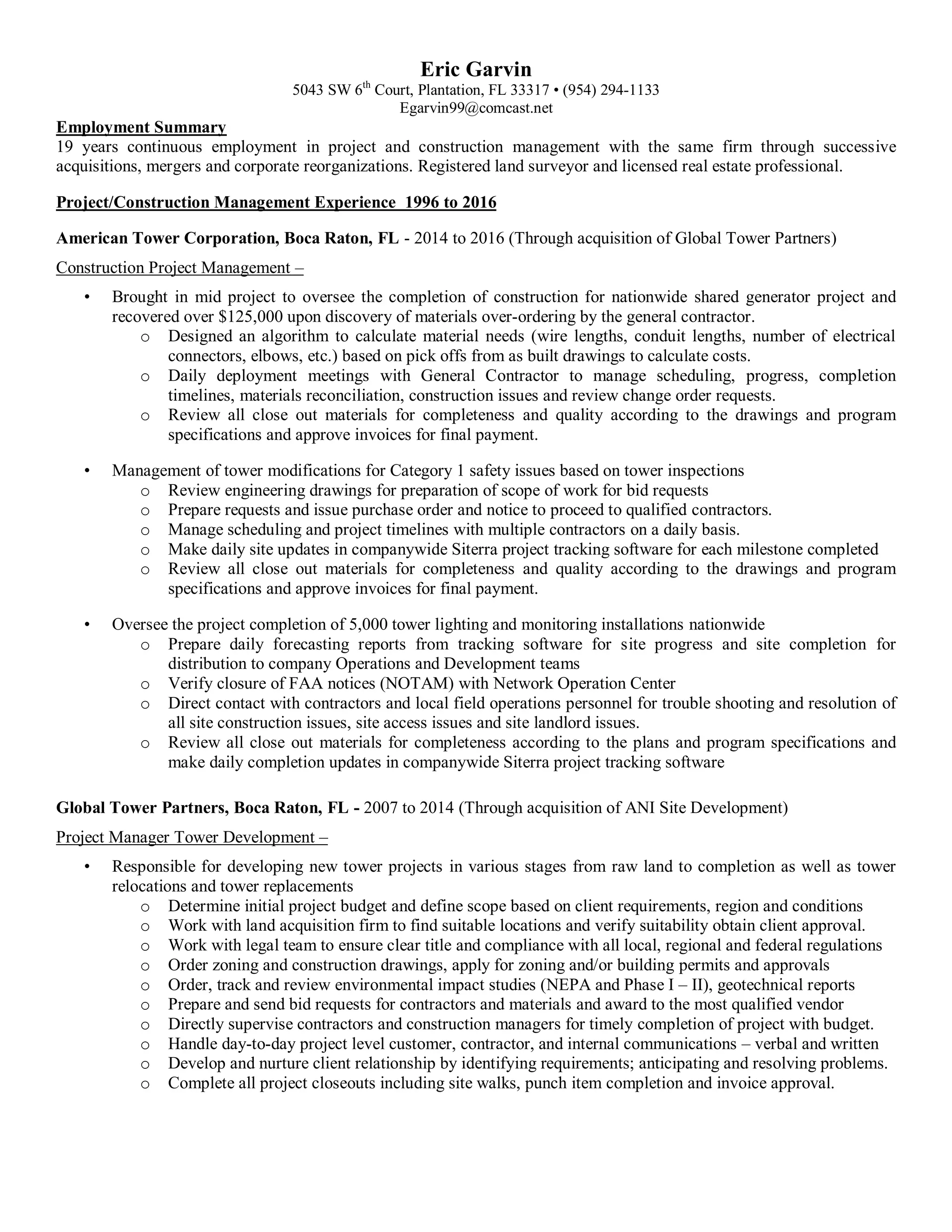 Resume of Eric Garvin | PDF