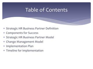 Strategic Business Partner Function | PDF