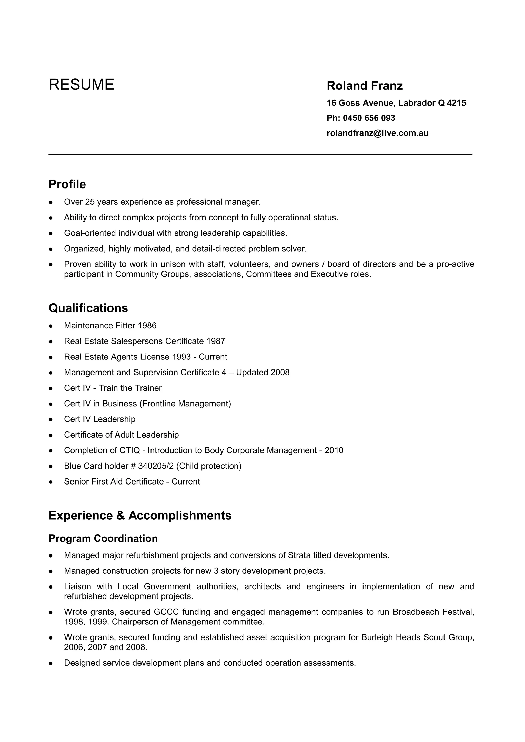 Roland Franz RESUME 180815 | PDF