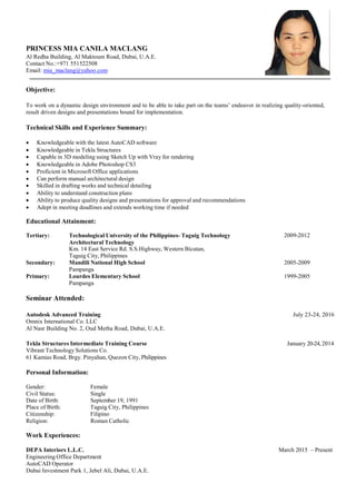 CV (Maclang, Princess Mia C.) | PDF | Free Download