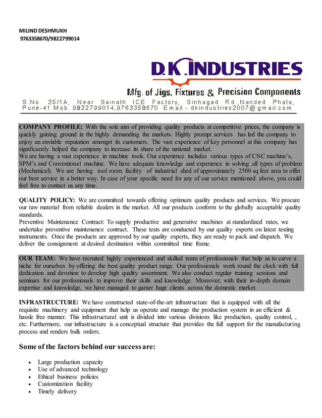 DK INDUSTRIES PROFILE 2 | DOCX