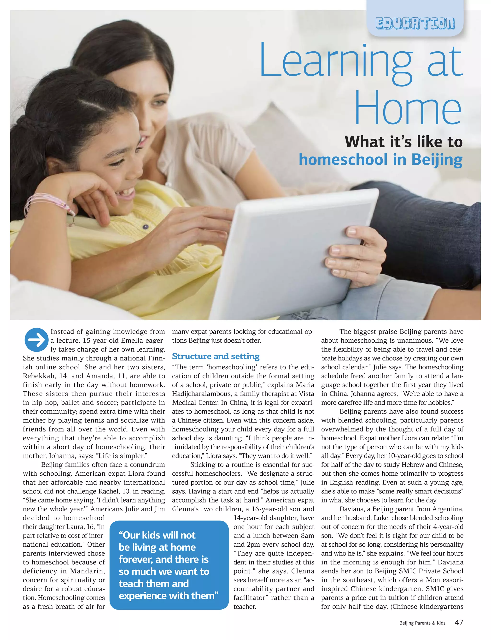 Learning at Home What it's like to homeschool in Beijing | PDF