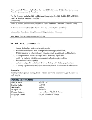 Resume (1) | DOCX | Business Administration | Business