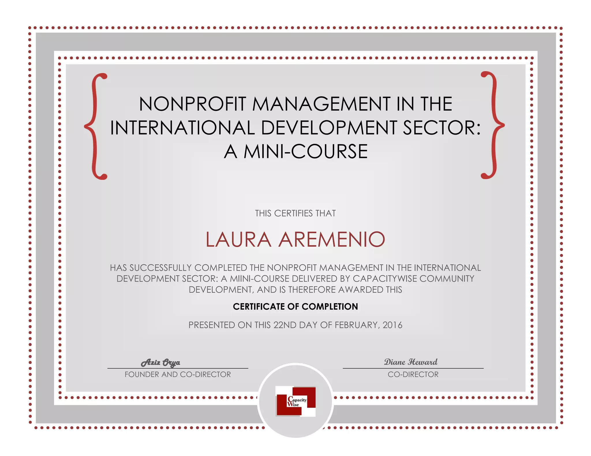 Certificate of Completion - Laura Armenio | PDF