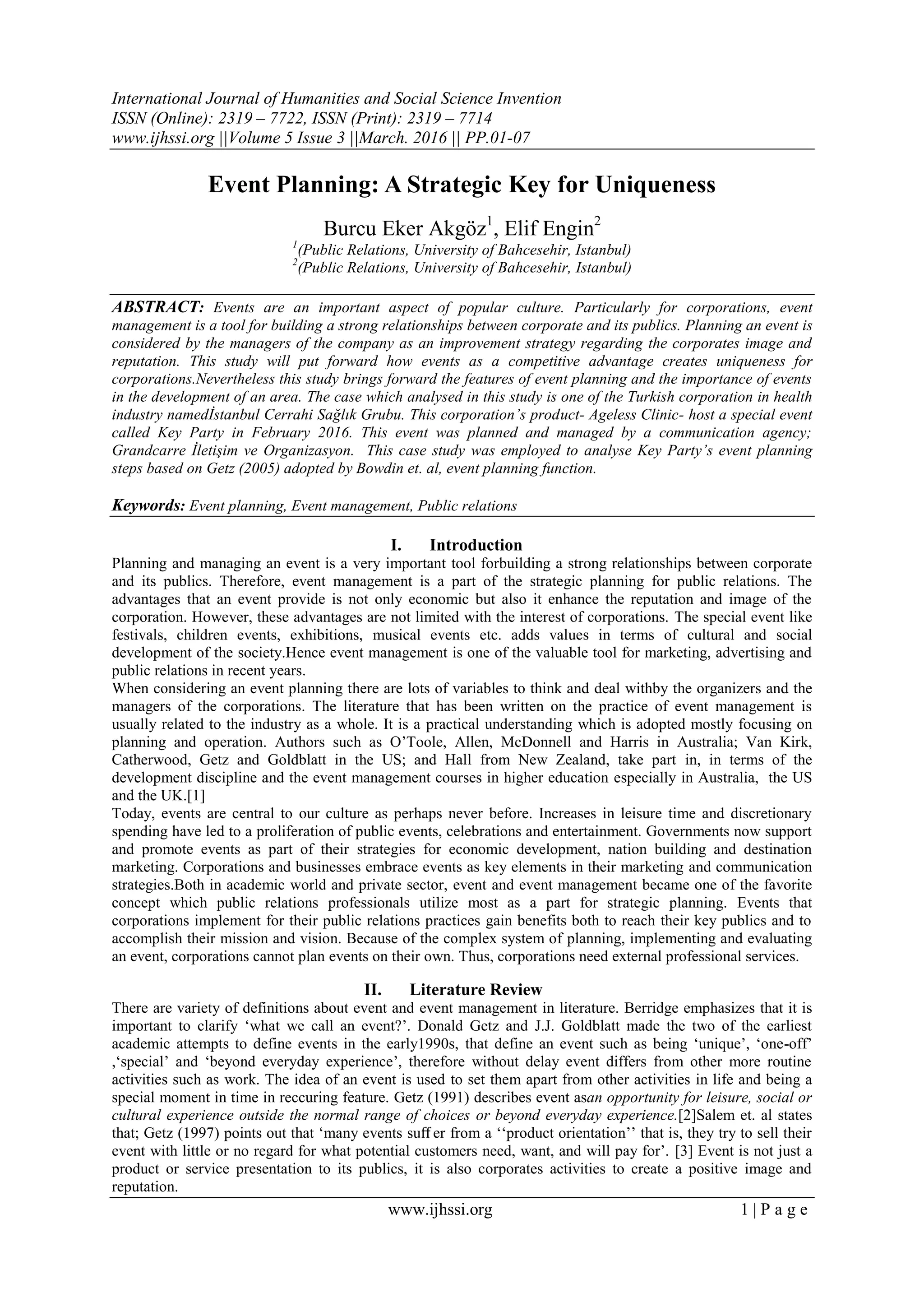 Event Planning: A Strategic Key for Uniqueness | PDF