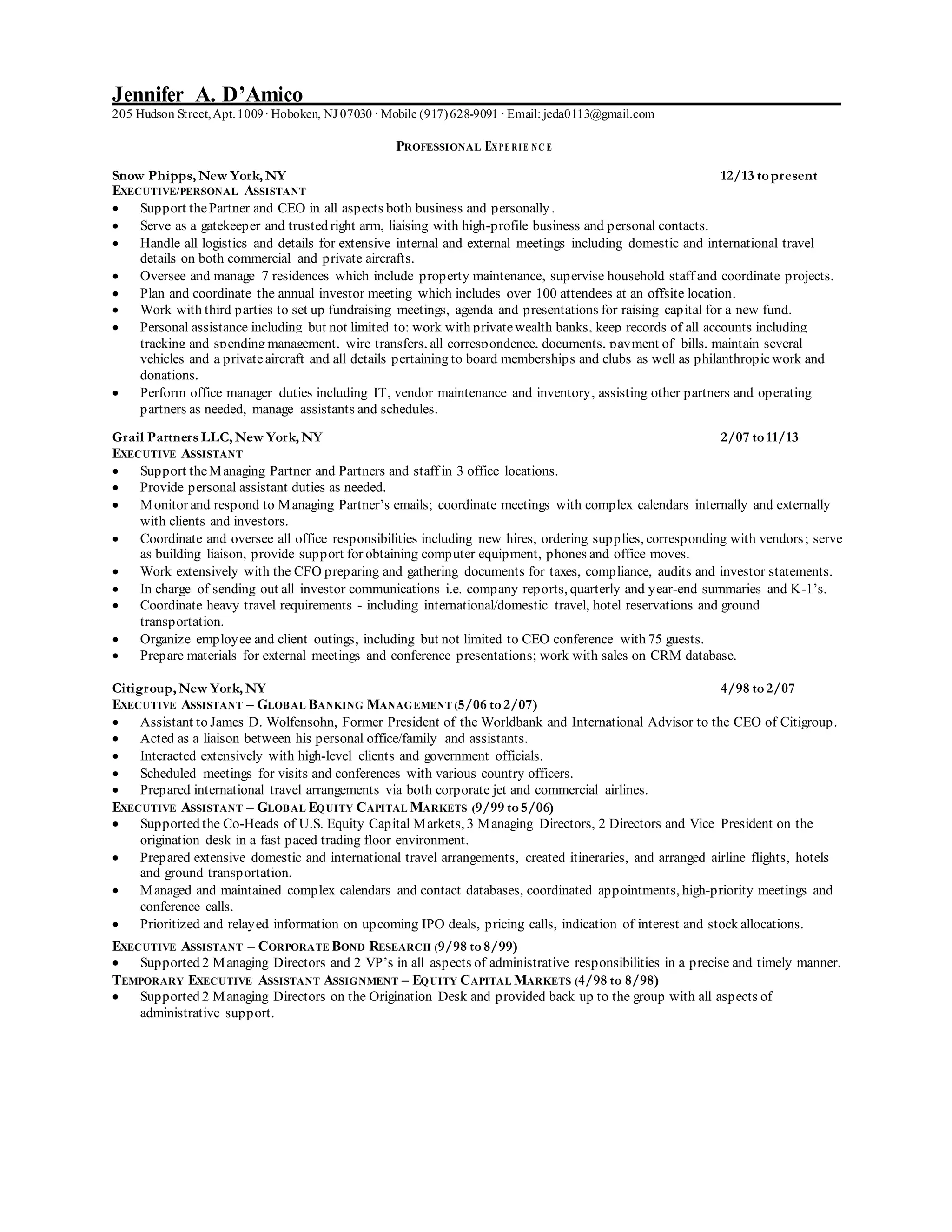 Jennifer D'Amico Resume | DOCX