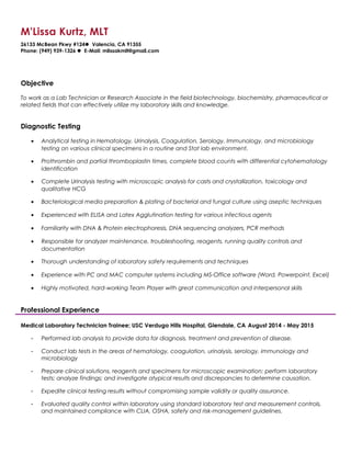 MLT Resume4 | DOC