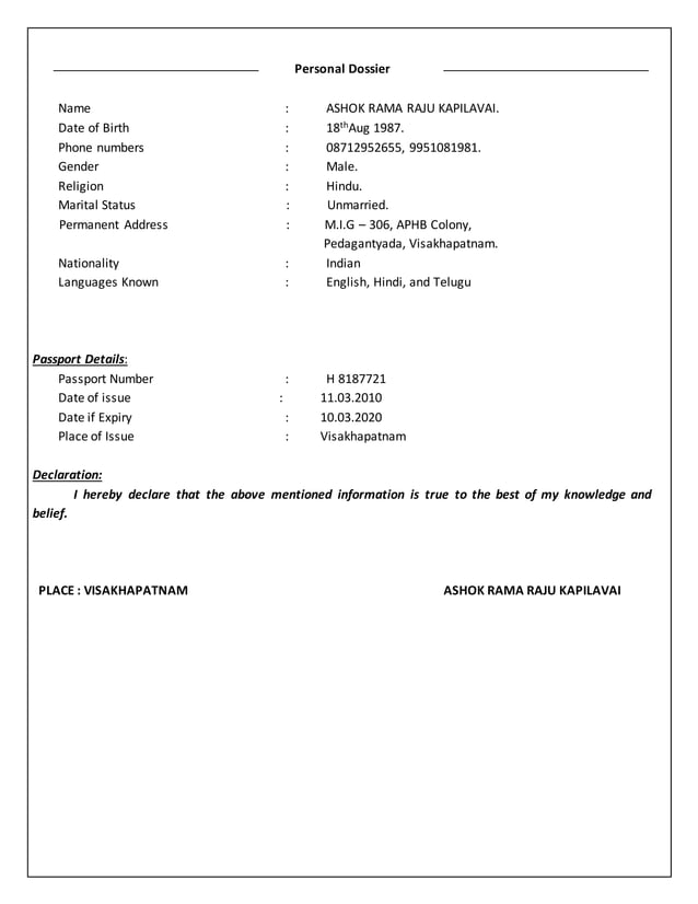 Ashok resume till Date | DOCX