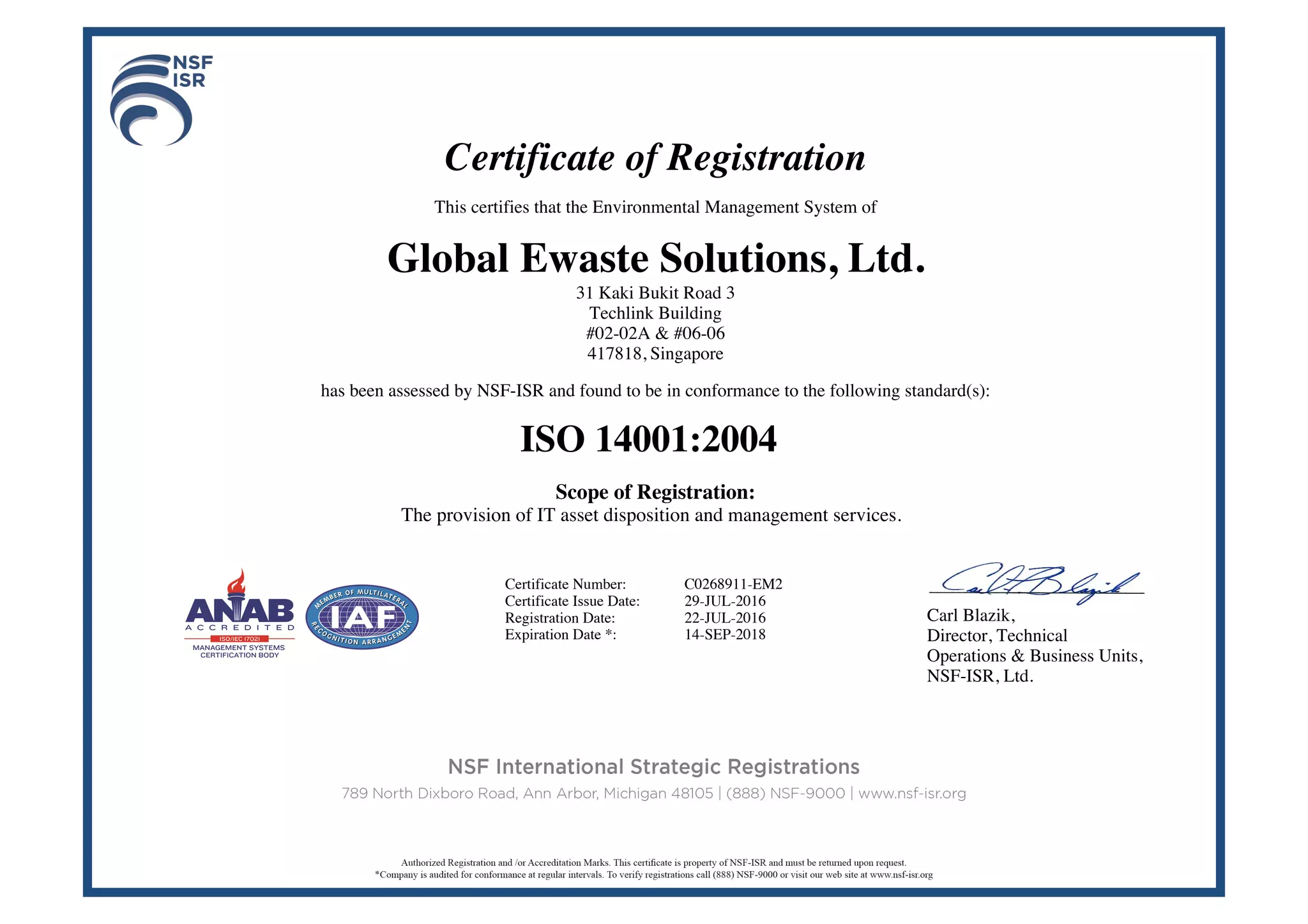 GES ISO 14001 Cert | PPT