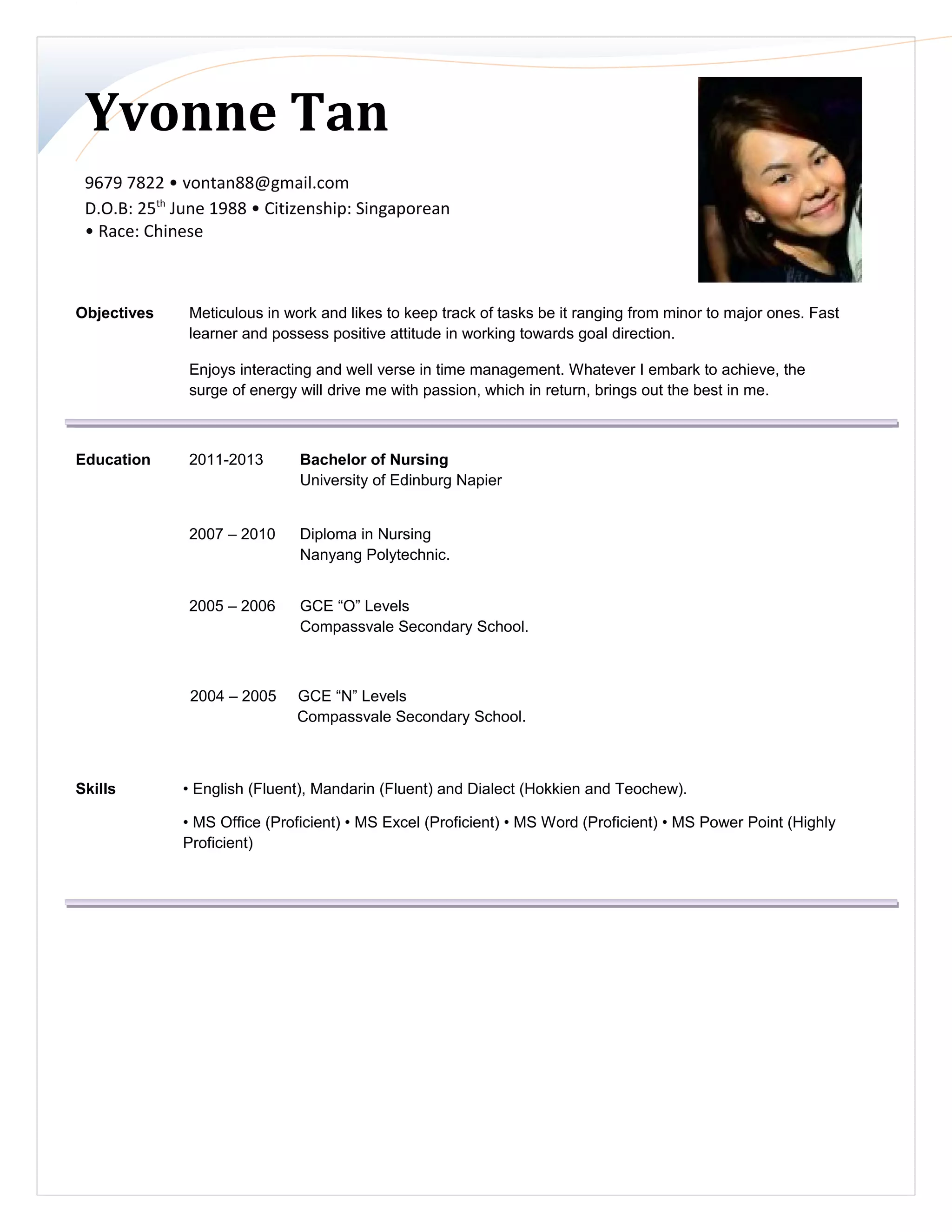 YvonneTan_Resume[1] | DOC