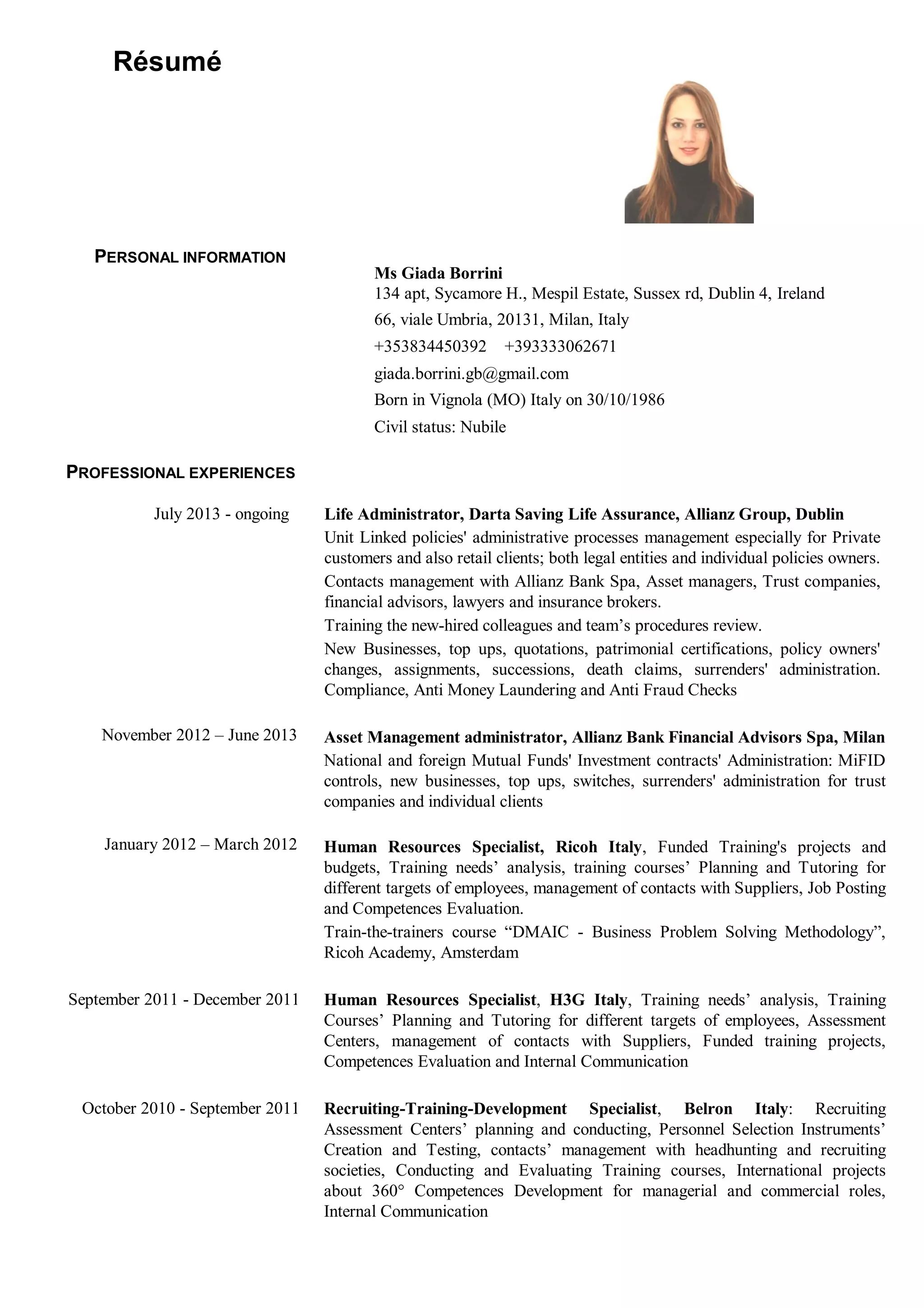 GIADA BORRINI_Résumé | PDF