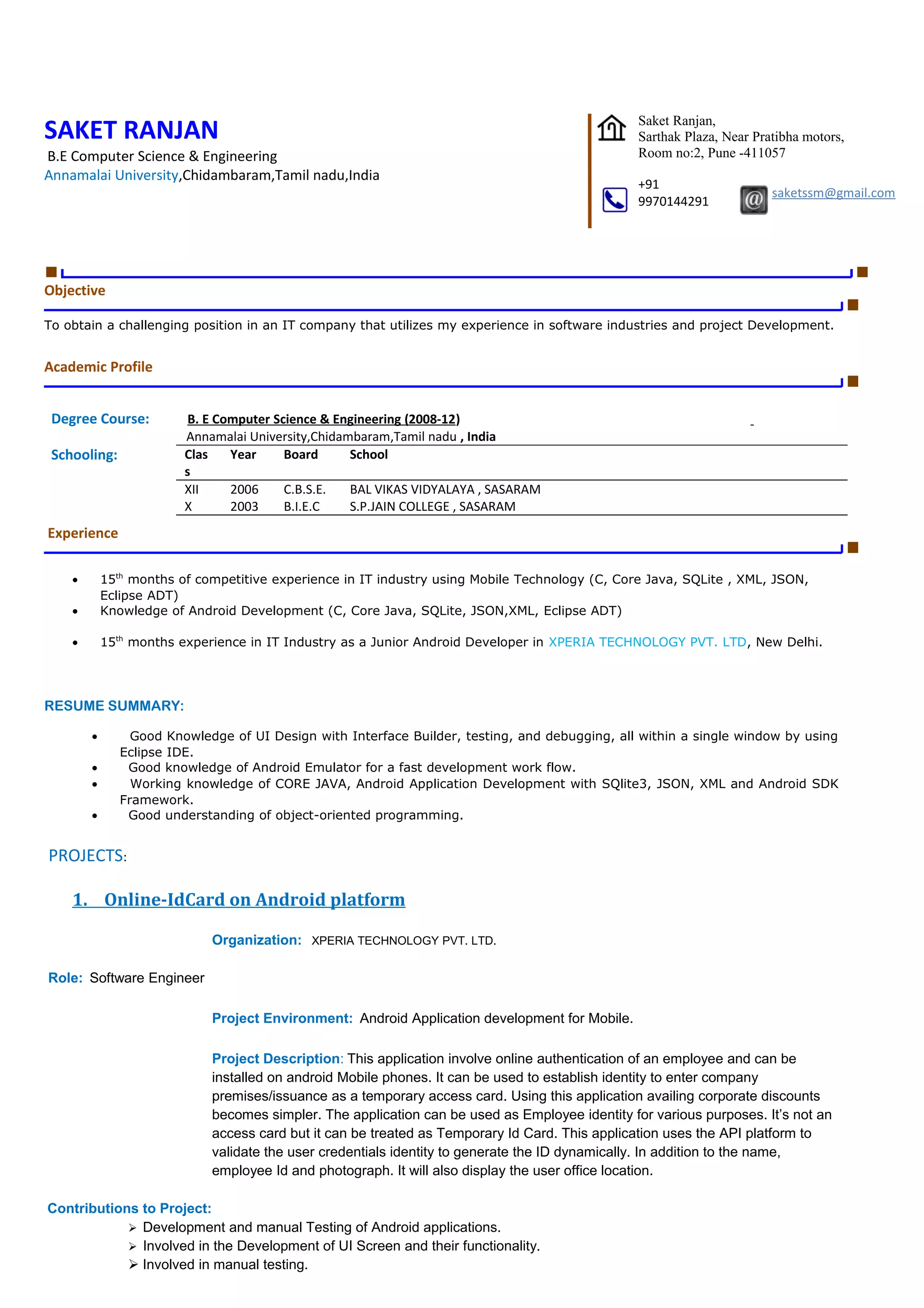 saket ranjan cv | DOC