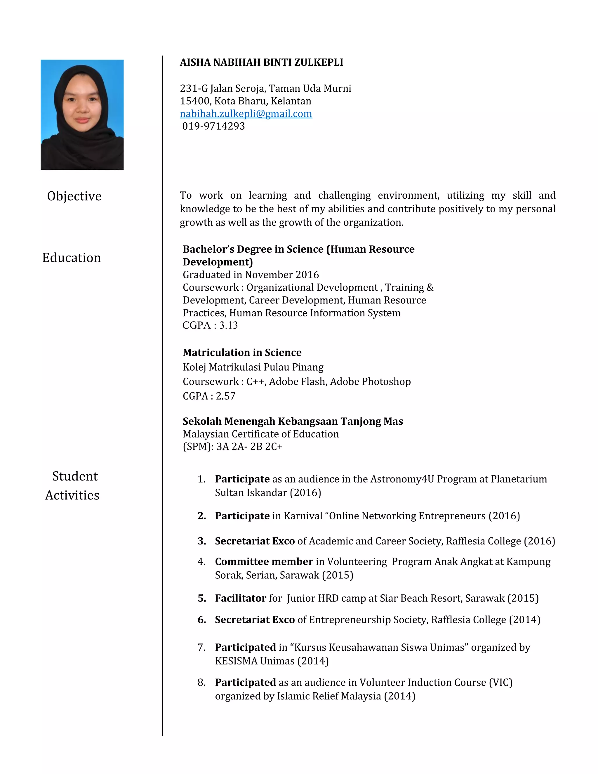 RESUME_AISHA NABIHAH | PDF