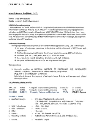 manish_CV _NIELIT_HCL | PDF