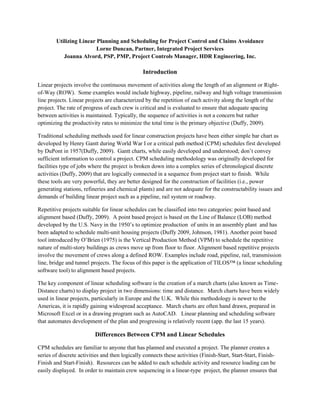 Utilizing Linear Planning and Scheduling for Project Control and Claims ...